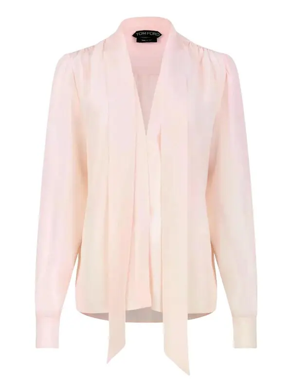 TOM FORD Neck-tie Silk Blouse - Pink