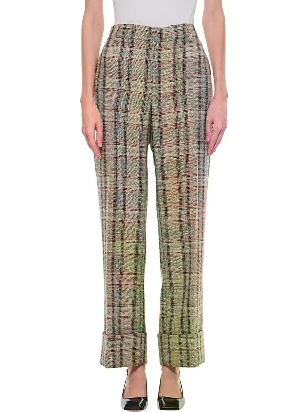 DURAZZI MILANO Tartan-check Cuffed Trousers - Neutrals
