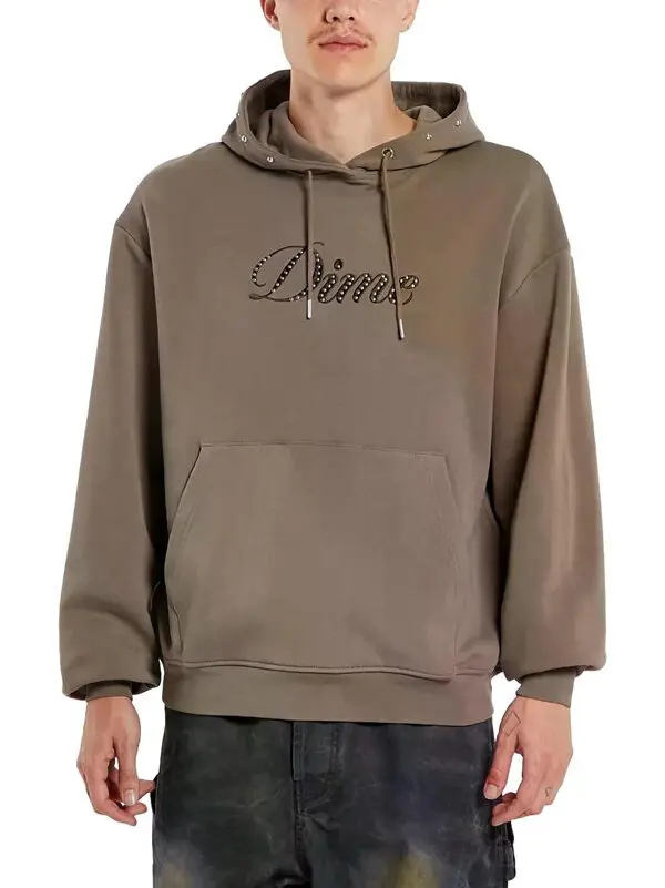 DIME Cursive Studded Hoodie - Brown