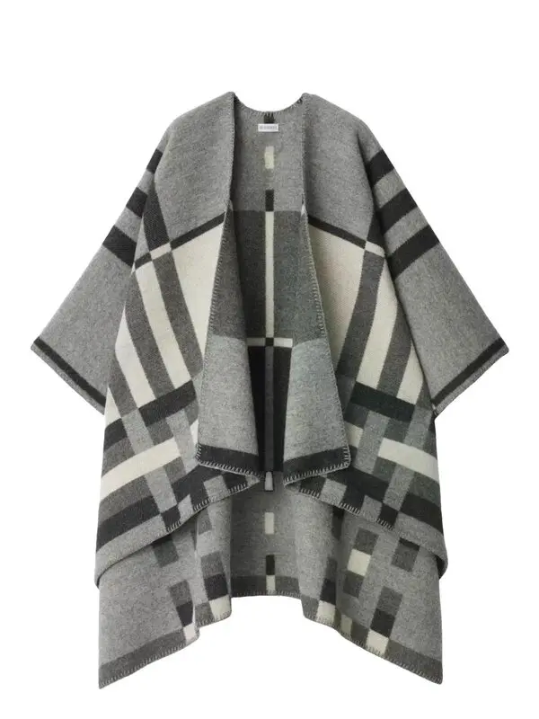 Burberry Checked Cape - Grey