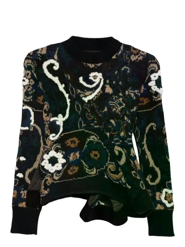Sacai Floral-pattern Embellished Sweater - Blue