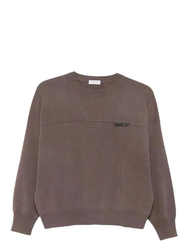 Brunello Cucinelli Paneled Crew-neck Sweater - Brown