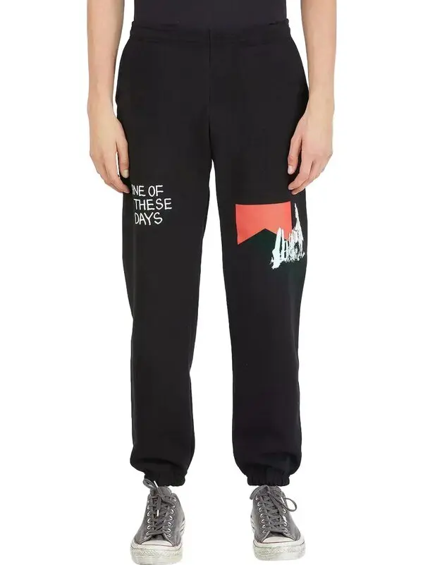 ONE OF THESE DAYS Graphic-print Jersey Sweatpants - Black