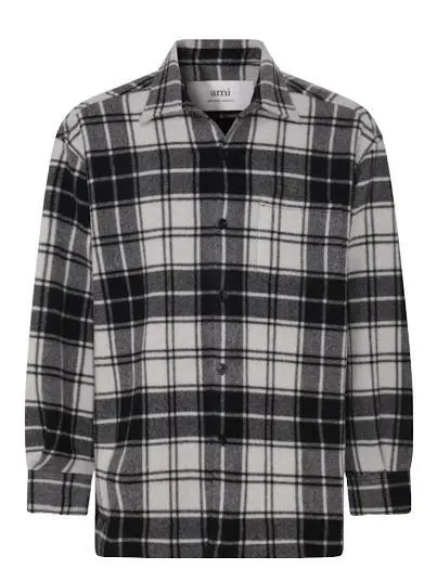 Ami Checked Buttoned Shirt - Black/white