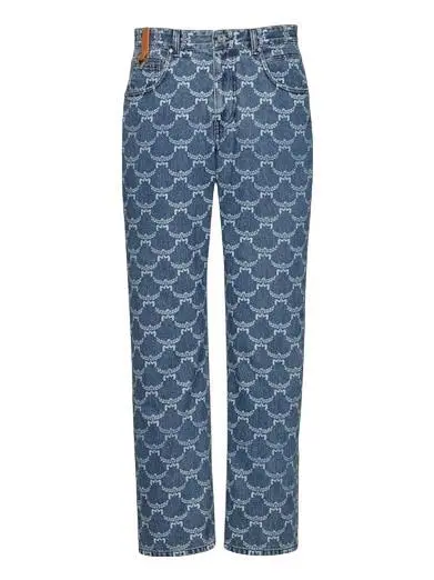 Mcm Lauretos Monogram Denim Jeans - Blue