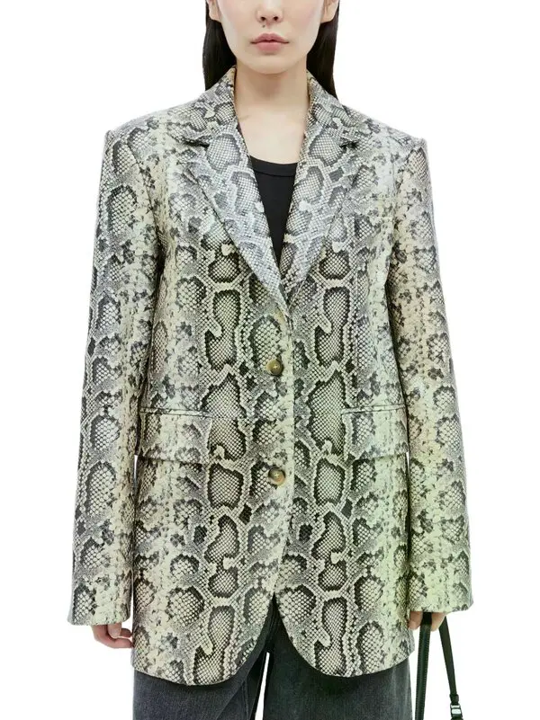 Sportmax Snakeskin-pattern Single-breasted Blazer - Neutrals