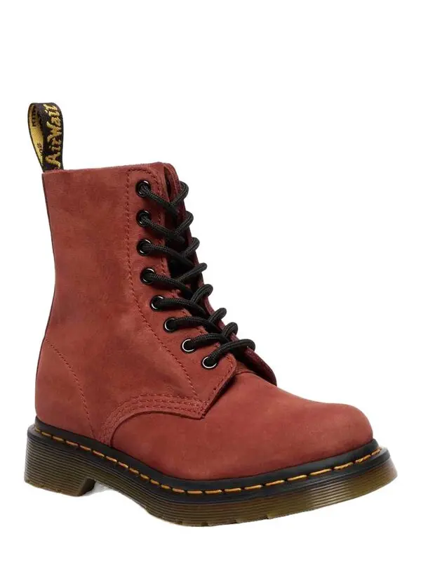 Dr. Martens 1460 Nubuck Leather Lace Up Boots - Red
