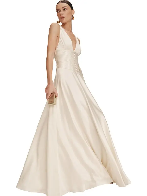 REFORMATION Arianwen Satin Gown - Ivory