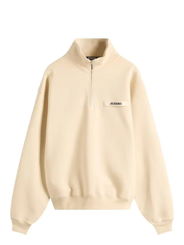 Jacquemus Grosgrain Zip Sweat - Beige