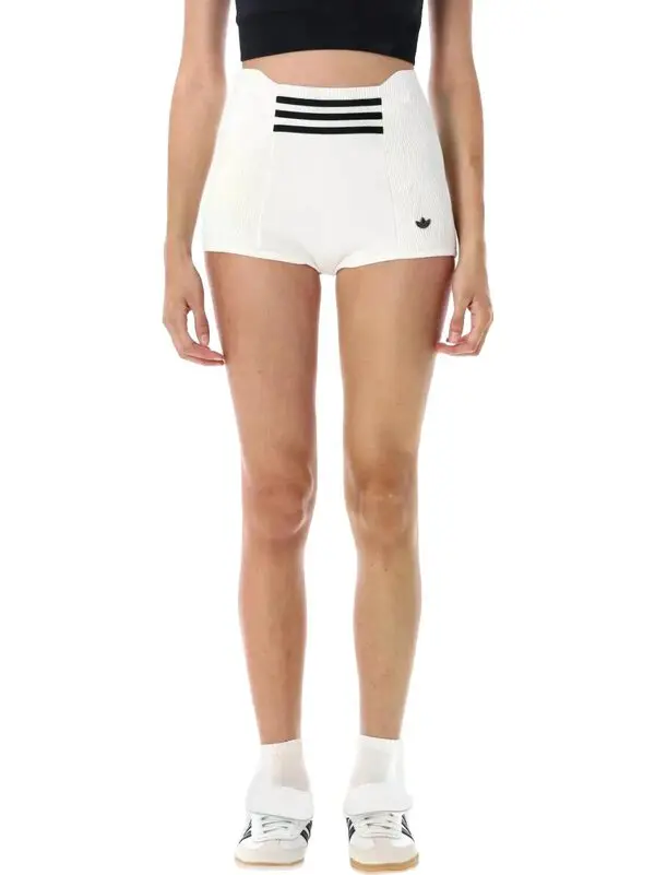 Adidas High-waisted Stripe Shorts - White