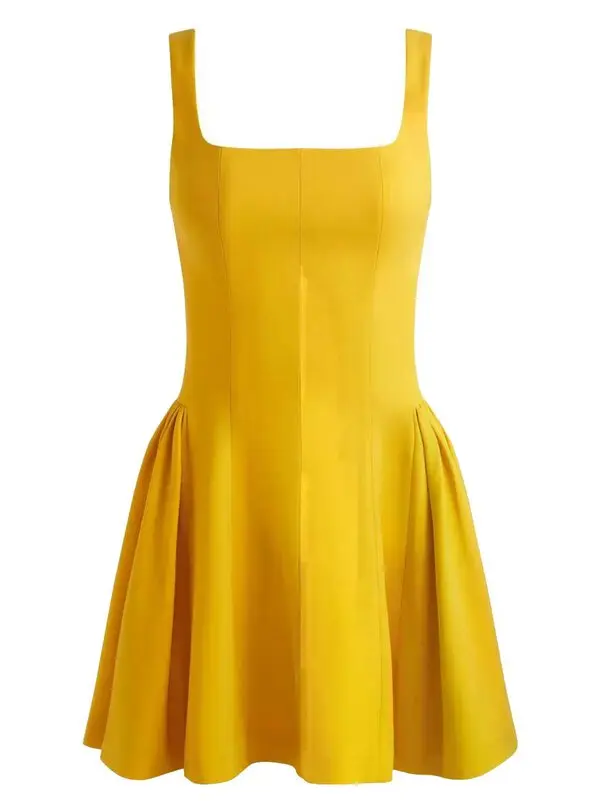 Alice + Olivia Vera Square-neck Mini Dress - Yellow