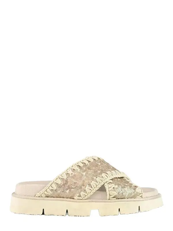 Mou Criss-cross Platform Sandals - Neutrals