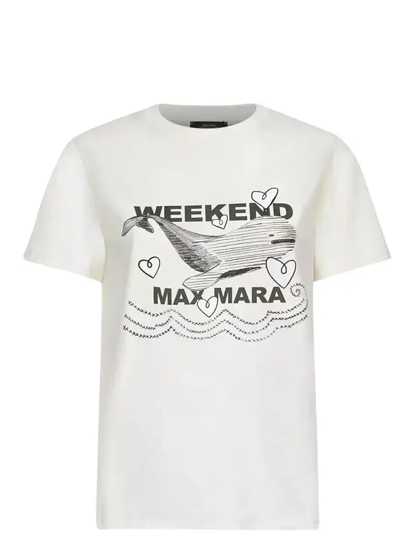 Max Mara Whale-print Crew-neck T-shirt - Neutrals