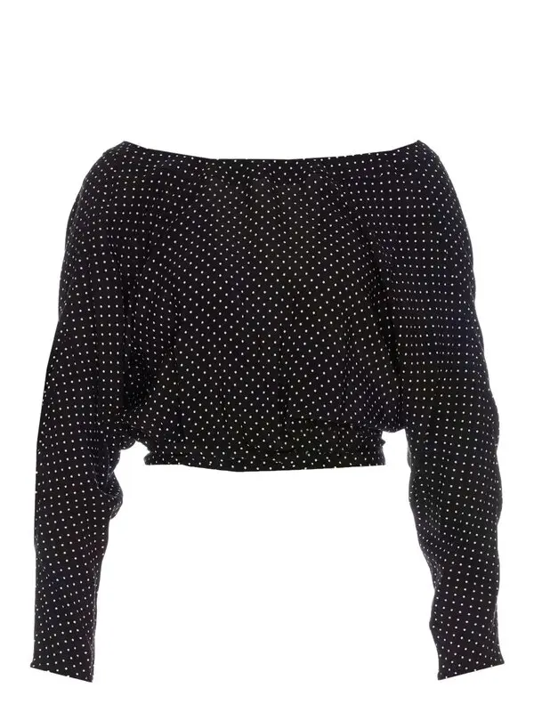 MAR DE MARGARITAS Polka-dot Lace-up Blouse - Black