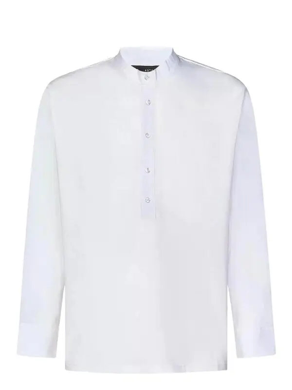 LOW BRAND Button-placket Long-sleeved T-shirt - White