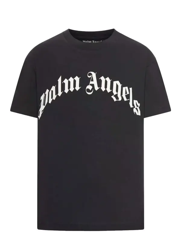 Palm Angels Curved Logo T-shirt - Black
