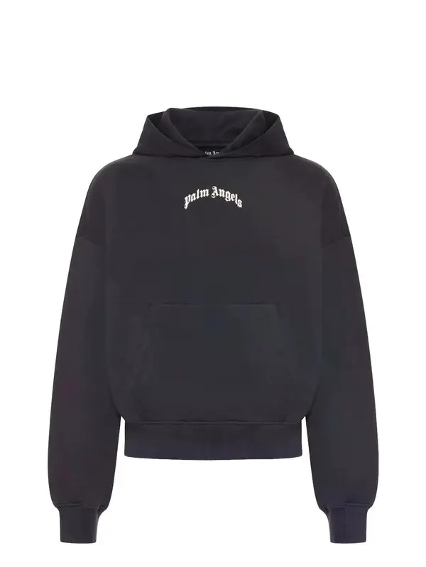 Palm Angels Curved Logo Hoodie - Black