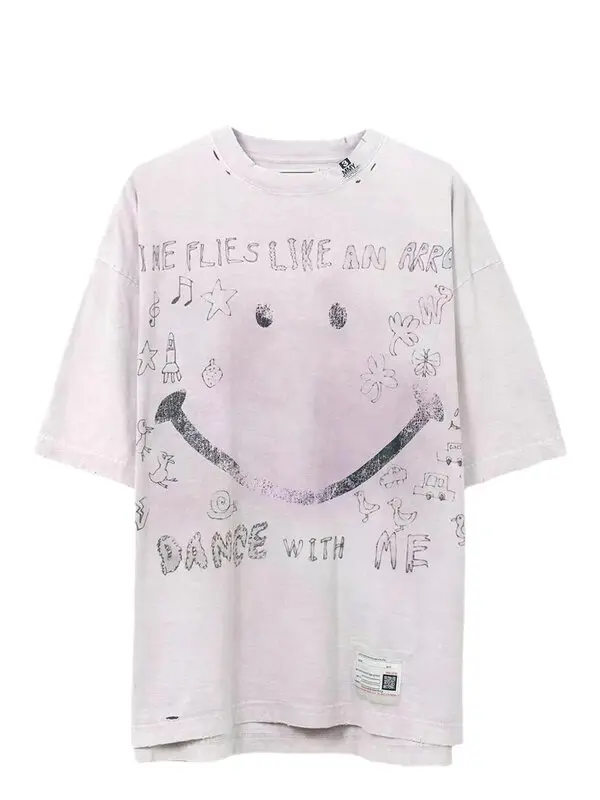 Mihara Yasuhiro Smiley Face-print T-shirt - Pink