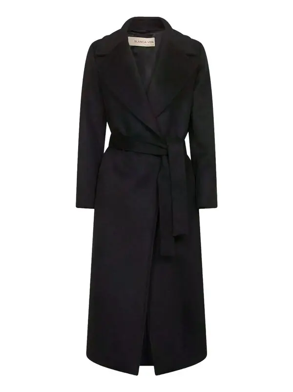 BLANCA VITA Belted Double-breasted Coat - Black