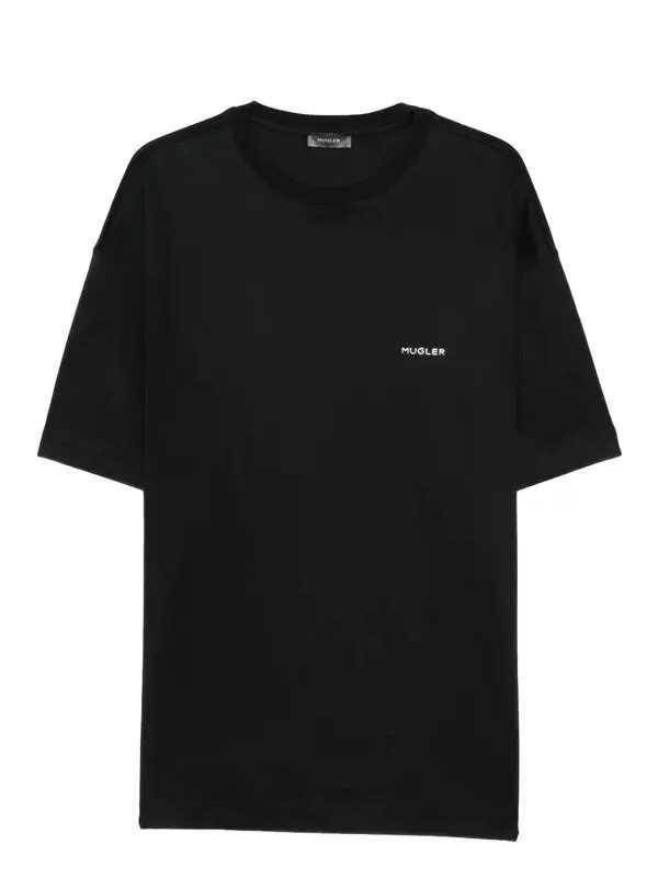 MUGLER Logo Cotton T-shirt - Black