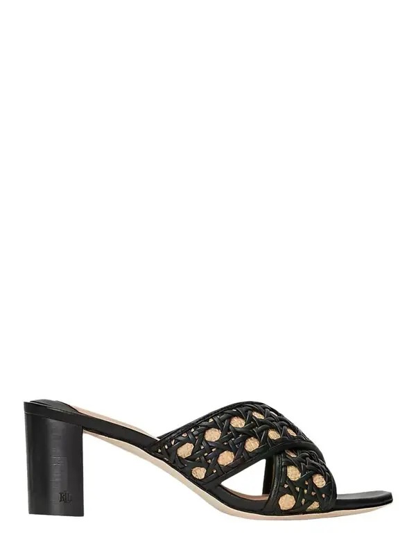 Ralph Lauren 60mm Woven Cross-strap Heeled Sandals - Black