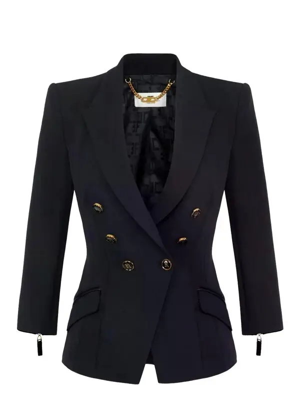 Elisabetta Franchi Double-breasted Jacket With Gold-tone Buttons - Black