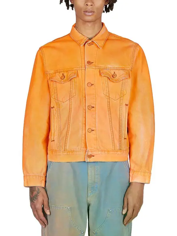 NOTSONORMAL Distressed Denim Jacket - Orange