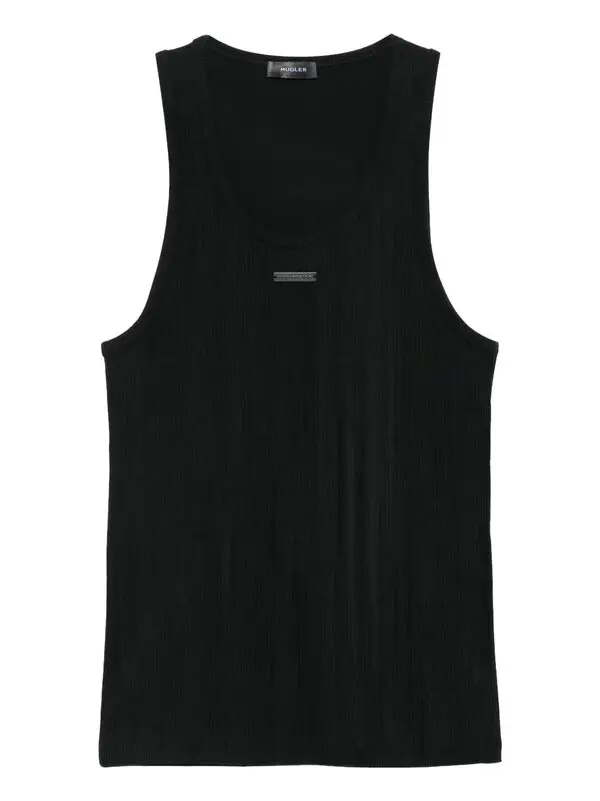 MUGLER Ribbed Scoop-neck Tank Top - Black