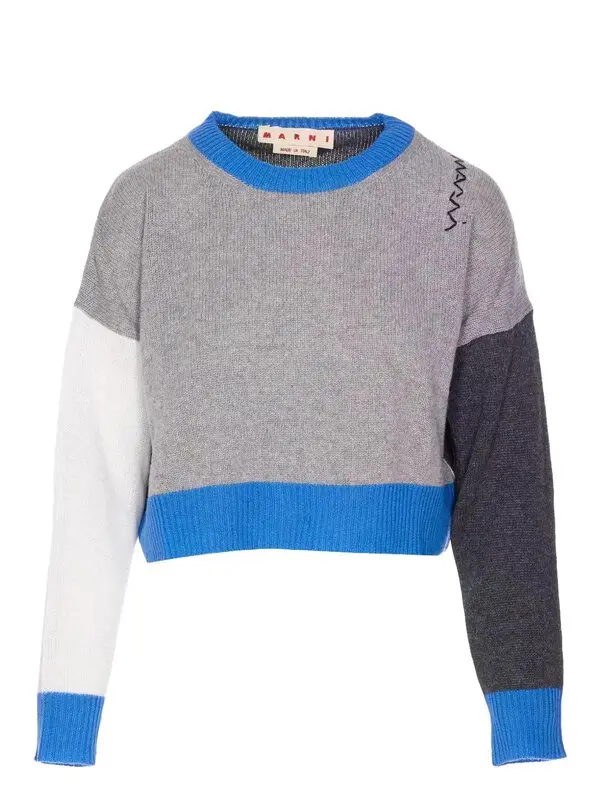 Marni Cashmere Color-block Sweater - Grey
