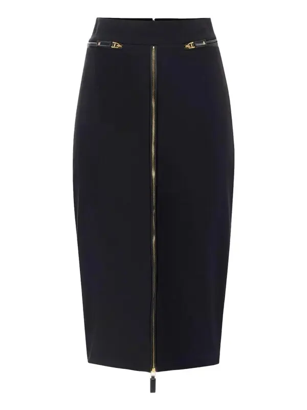 Elisabetta Franchi Crêpe Midi Skirt With Zip - Black