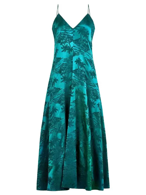 MARIE OLIVER Levine Palm-tree Print Maxi Dress - Blue