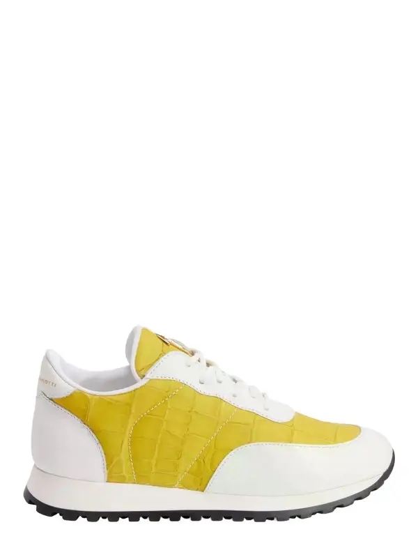 GIUSEPPE ZANOTTI Jimi Crocodile-effect Leather Sneakers - Yellow