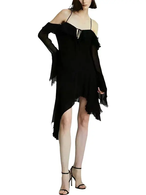 CELESTE Ruffled Mini Dress - Black
