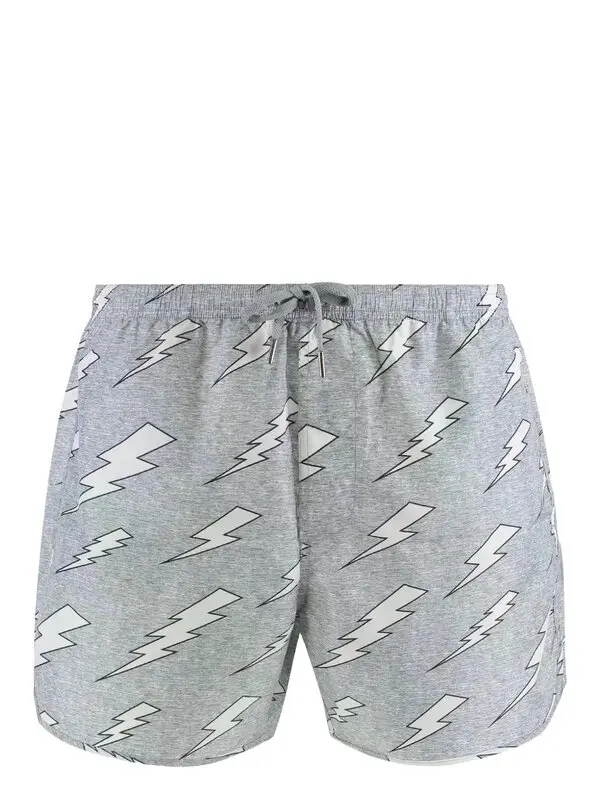 Neil Barrett Lightning Bolt Print Swim Shorts - Grey