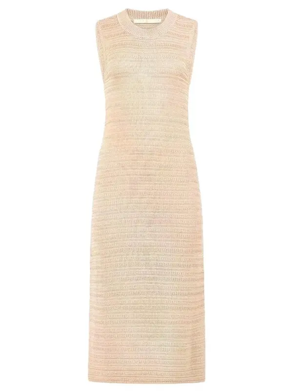 MARIE OLIVER Isla Ribbed-knit Midi Dress - Neutrals