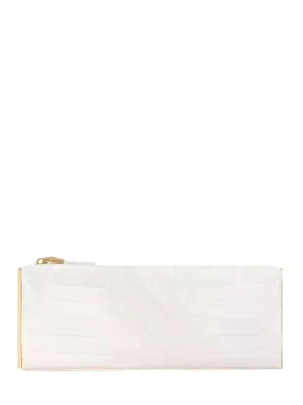 Elisabetta Franchi Crocodile-effect Zip Clutch - White