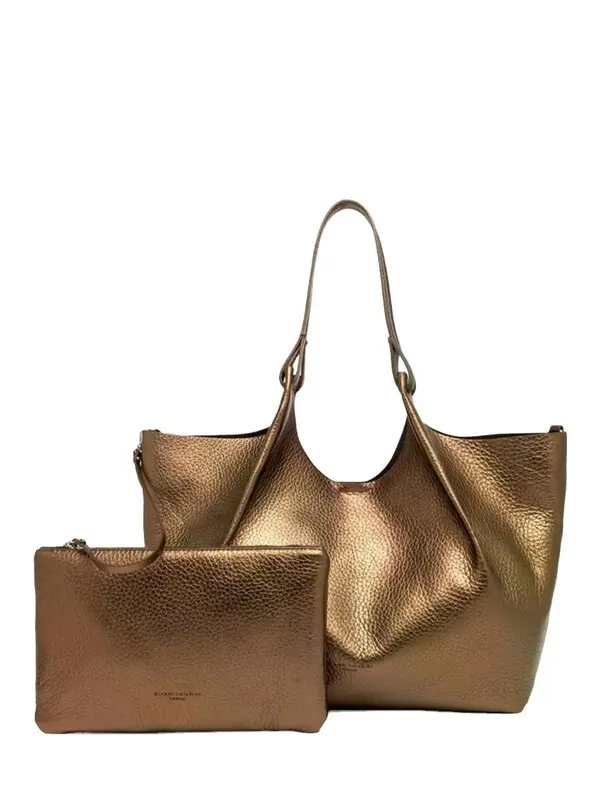 GIANNI CHIARINI Metallic-finish Leather Tote Bag - Brown