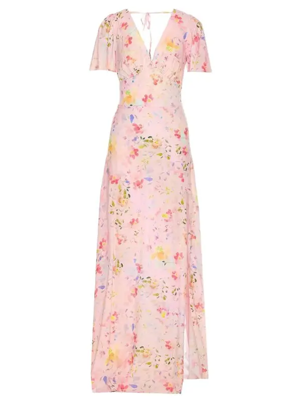 MAR DE MARGARITAS Floral-print V-neck Maxi Dress - Pink