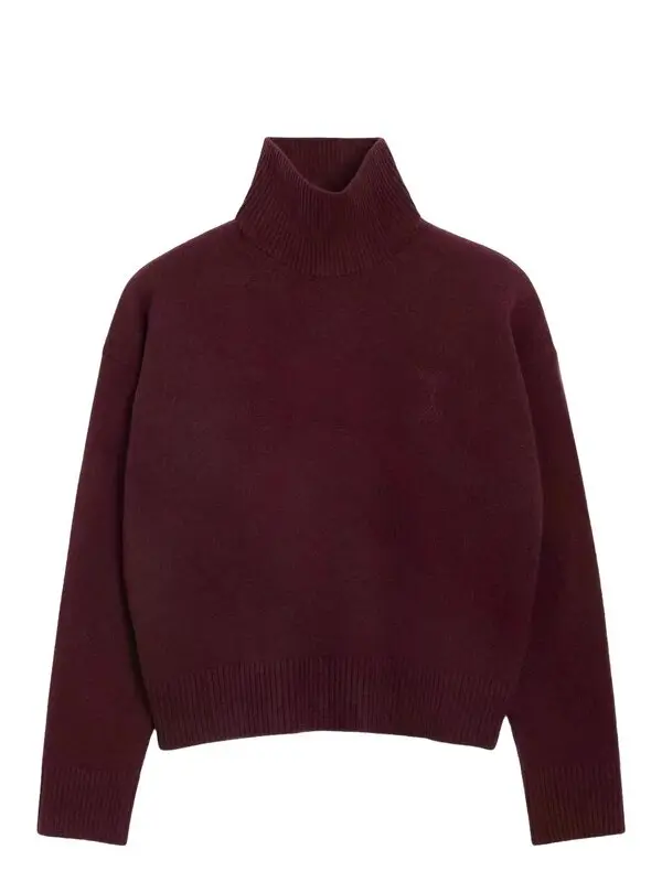 Ami De Coeur Funnel-neck Wool Sweater - Brown