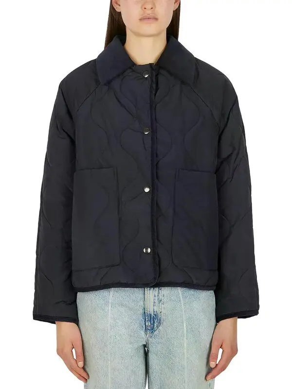 KASSL EDITIONS Corduroy-collar Quilted Jacket - Blue