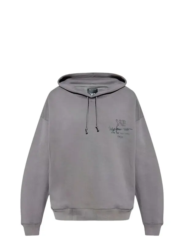 Y3 Logo-print Hoodie - Grey