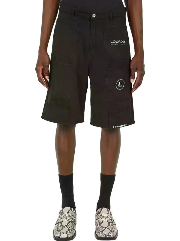LOURDES Patch-pocket Cotton Shorts - Black