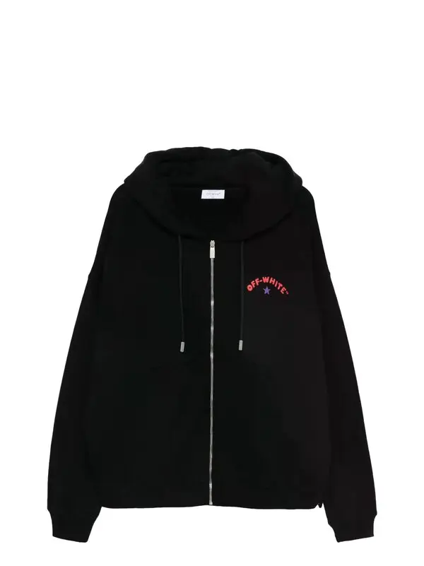 Off-White Logo-print Zip-up Hoodie - Black