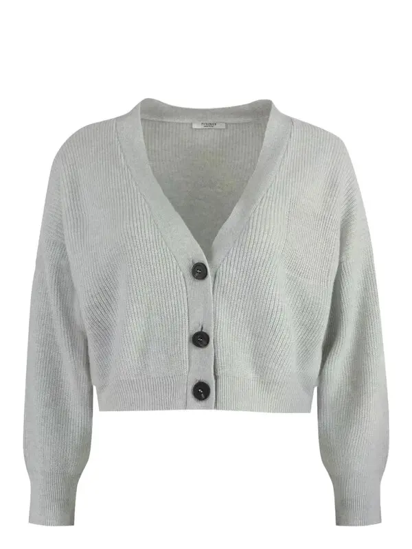Peserico Ribbed-knit Button Cardigan - Grey