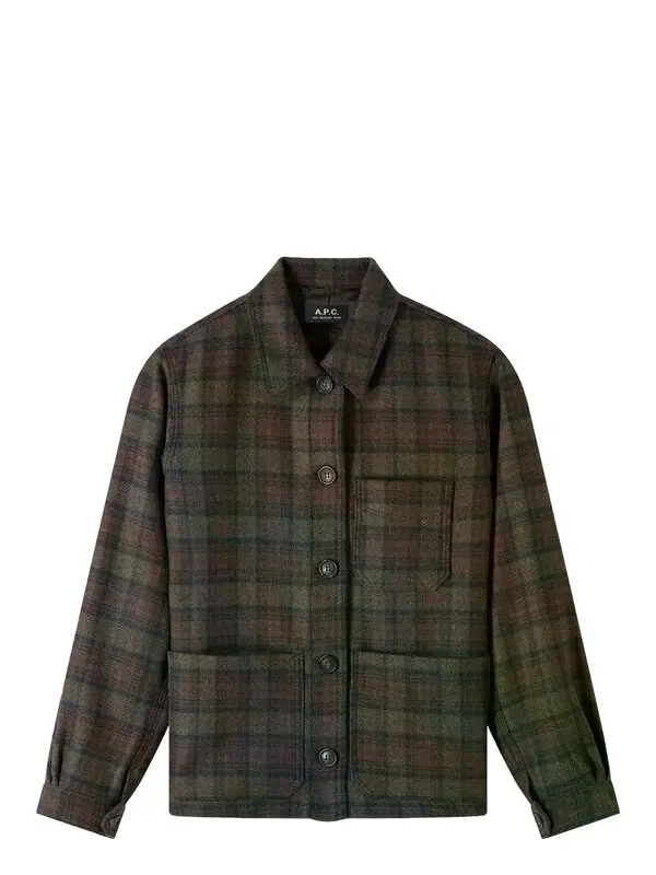A.p.c. Checked Wool Jacket - Brown
