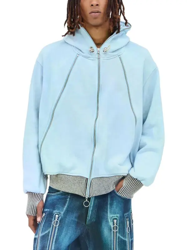 CHARLIE CONSTANTINOU Hybrid Zip-panel Hooded Sweatshirt - Blue