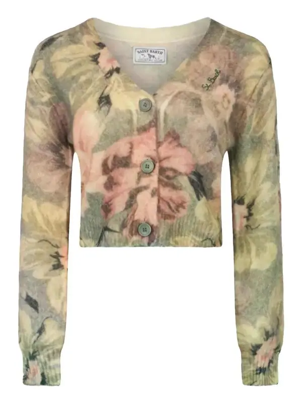 MC2 SAINT BARTH Lyza Floral-pattern Button Cardigan - Green