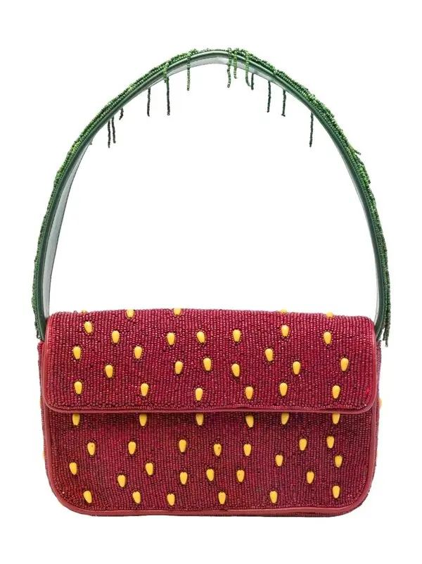 Staud Tommy Beaded Strawberry-motif Shoulder Bag - Red