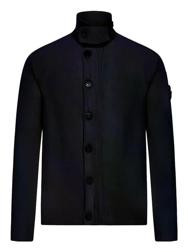 Stone Island High-neck Wool Cardigan - Blue