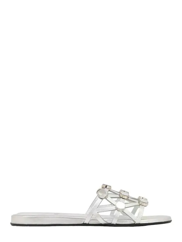 Attico Grid Studded Sandals - Silver
